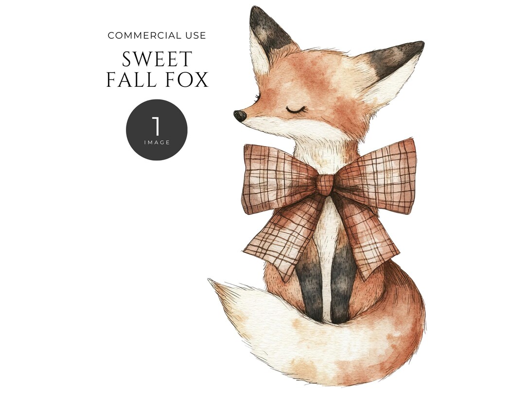 Clipart Watercolor Fox, Single Image DIGITAL DOWNLOAD, Cute Woodland ...