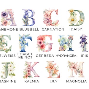 Clipart Floral Letters, DIGITAL DOWNLOAD, Flower Alphabet Clipart ...