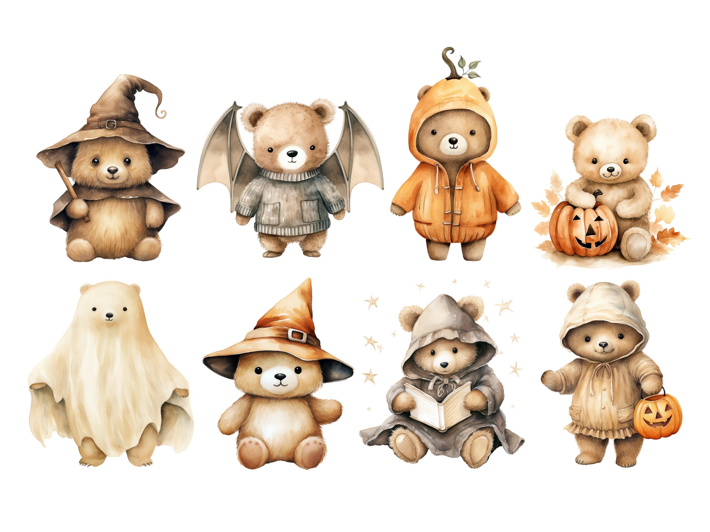 Halloween Teddy Bears Clipart, DIGITAL DOWNLOAD, October Baby Shower ...