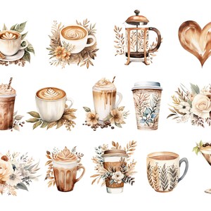 Coffee Lover Clipart Boho, DIGITAL DOWNLOAD, Watercolor Cup of Coffee ...