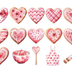 Valentines Cookie Clipart, DIGITAL DOWNLOAD, Watercolor Sugar Cookie ...