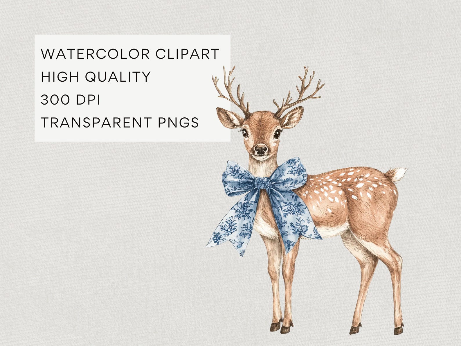 Grandmillennial Christmas Clipart Blue, DIGITAL DOWNLOAD, Watercolor ...