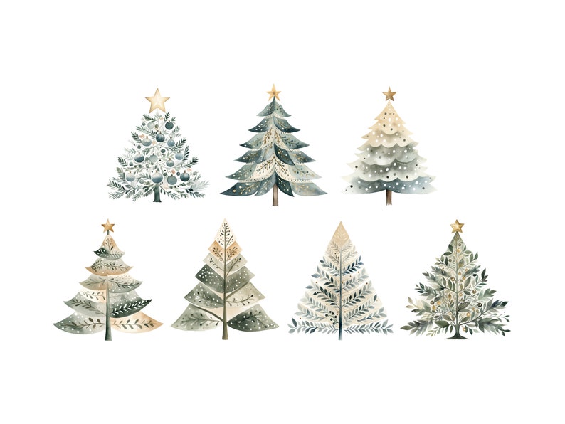 Nordic Christmas Tree Clipart DIGITAL DOWNLOAD Scandinavian - Etsy