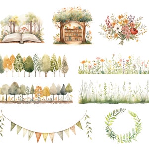 Animals Reading Books Clipart, DIGITAL DOWNLOAD, Cute Baby Woodland ...