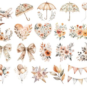 Boho Rainbow Watercolor Clipart, DIGITAL DOWNLOAD, Floral Rainbow Clip ...