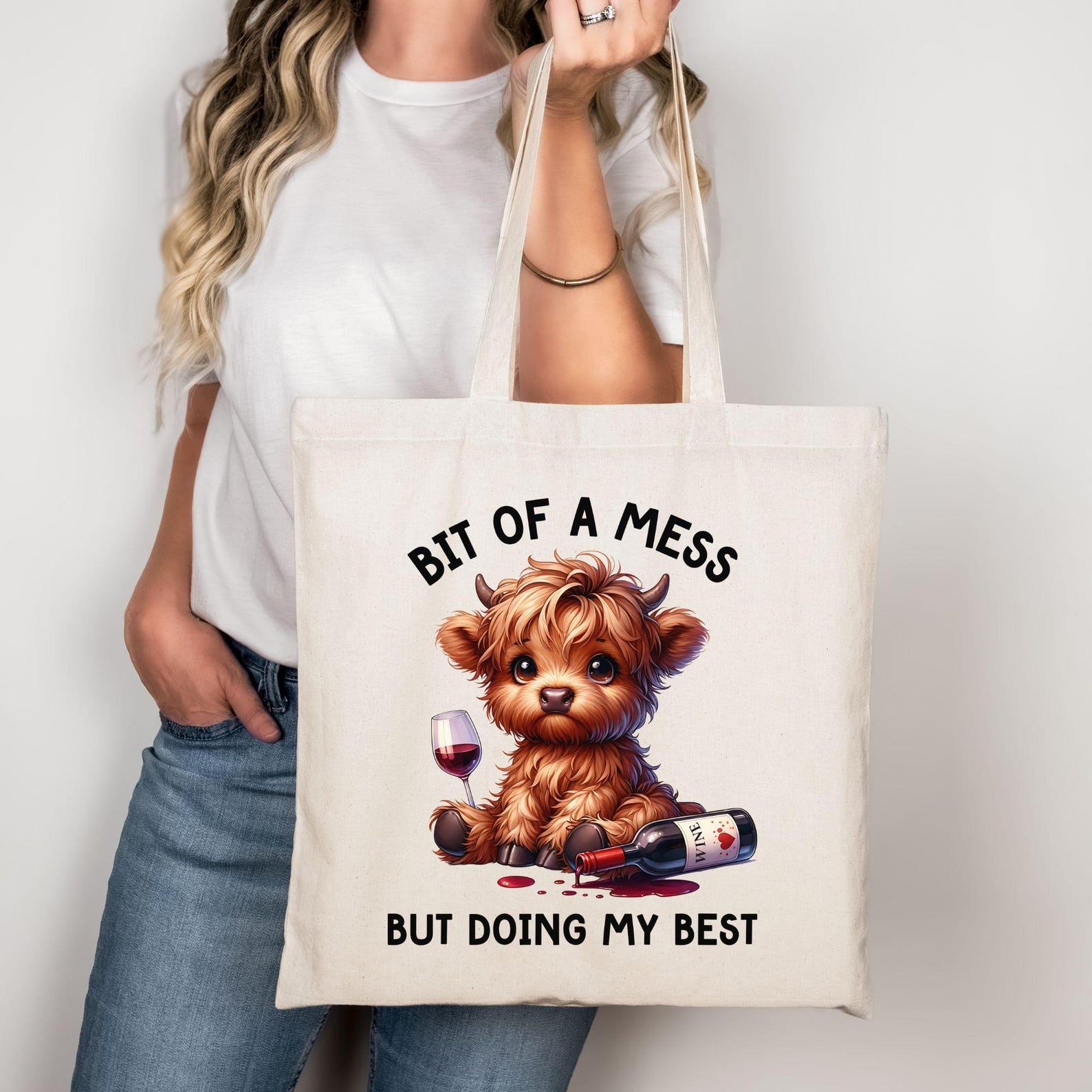 Funny Highland Cow PNG, Bit of A Mess but Doing My Best Baby Cow Shirt ...