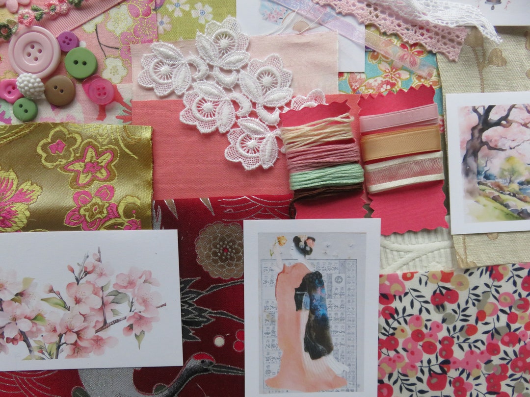 Slow Stitch Pack, Japanese Cherry Blossom Garden, Fabric Remnants ...