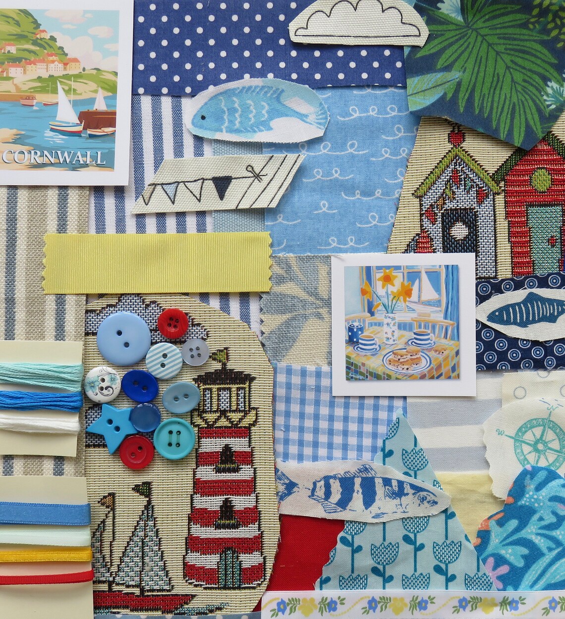 Slow Stitch Pack, Cornwall Living, Fabric Remnants, Textile Collage ...