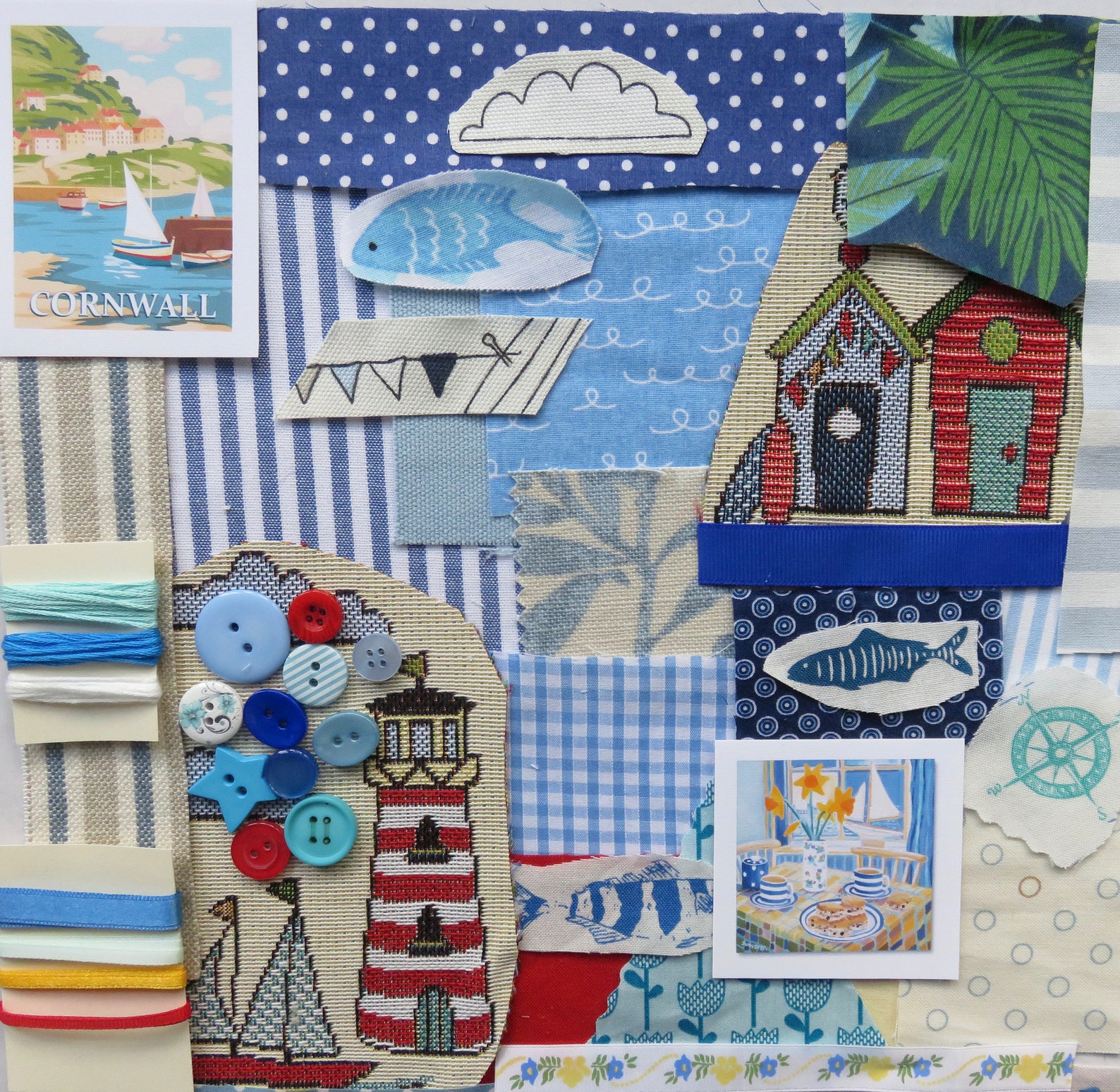 Slow Stitch Pack, Cornwall Living, Fabric Remnants, Textile Collage ...