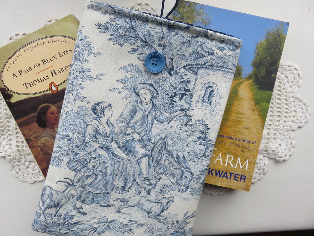 Book Cover, Toile De Jouy Book Sleeve, Blue and Cream - Etsy