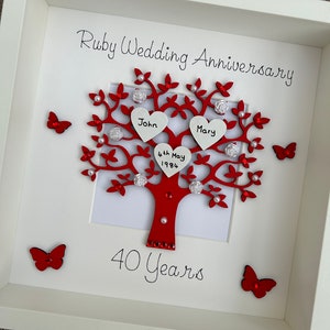 Ruby Wedding Anniversary Frame, Wedding Gift, Personalised, 40th ...