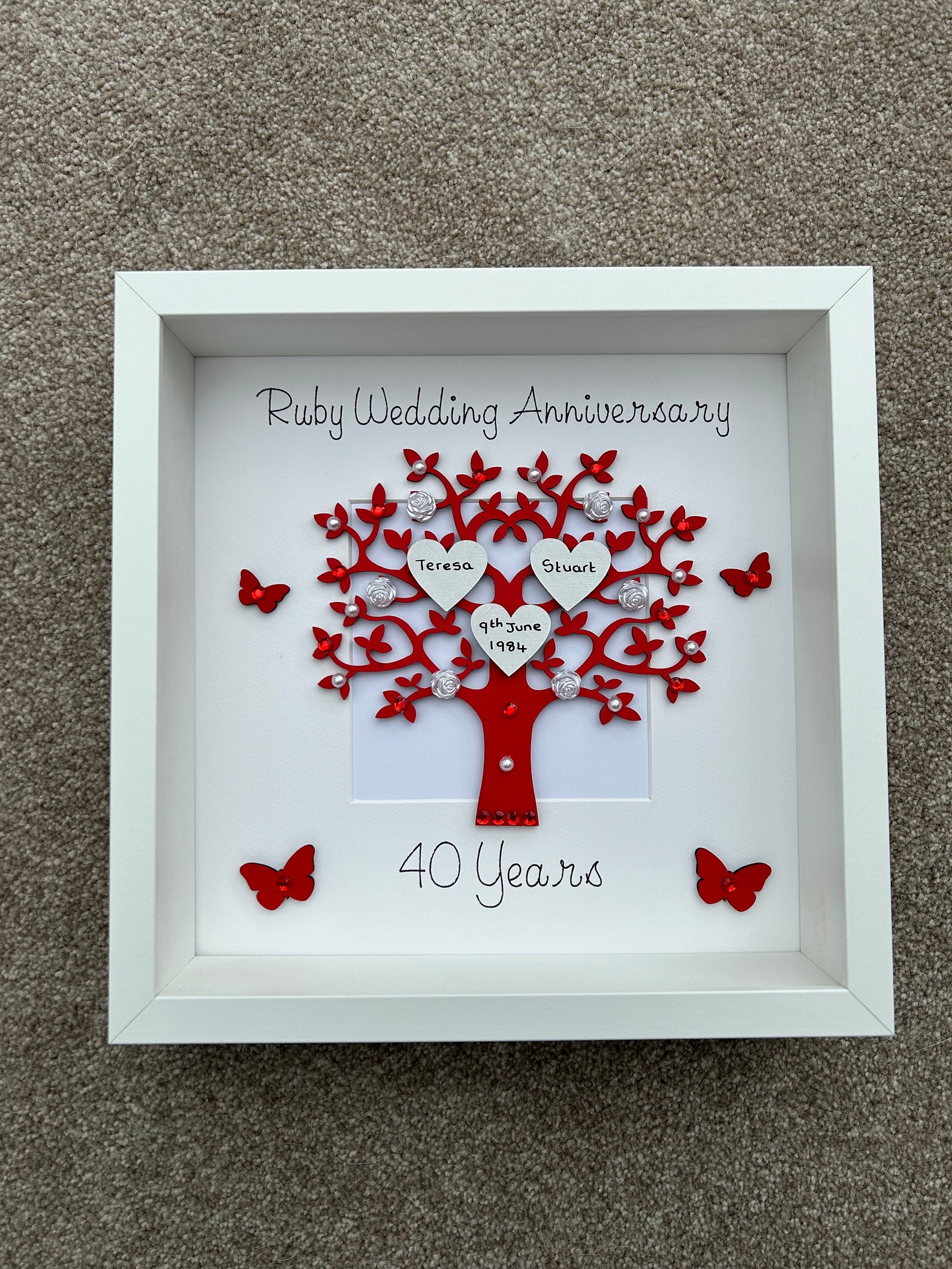 Ruby Wedding Anniversary Frame, Wedding Gift, Personalised, 40th ...