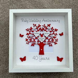 Ruby Wedding Anniversary Frame, Wedding Gift, Personalised, 40th ...