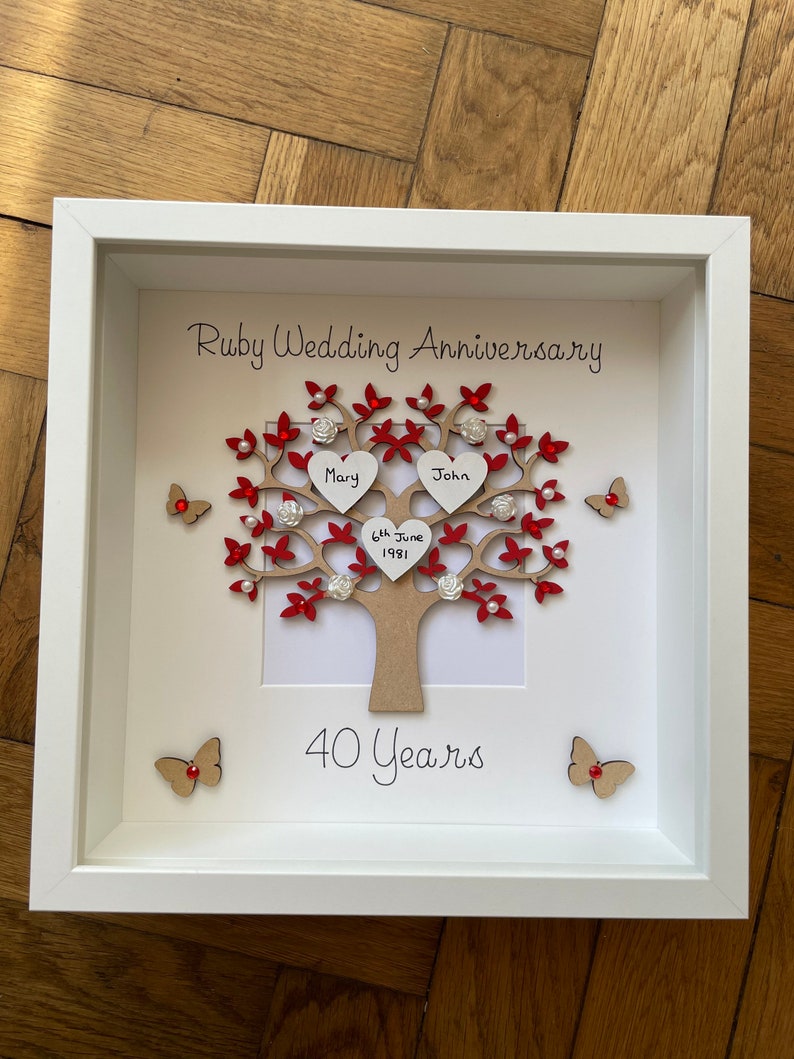 Ruby Wedding Anniversary Frame Wedding Gift Personalised | Etsy