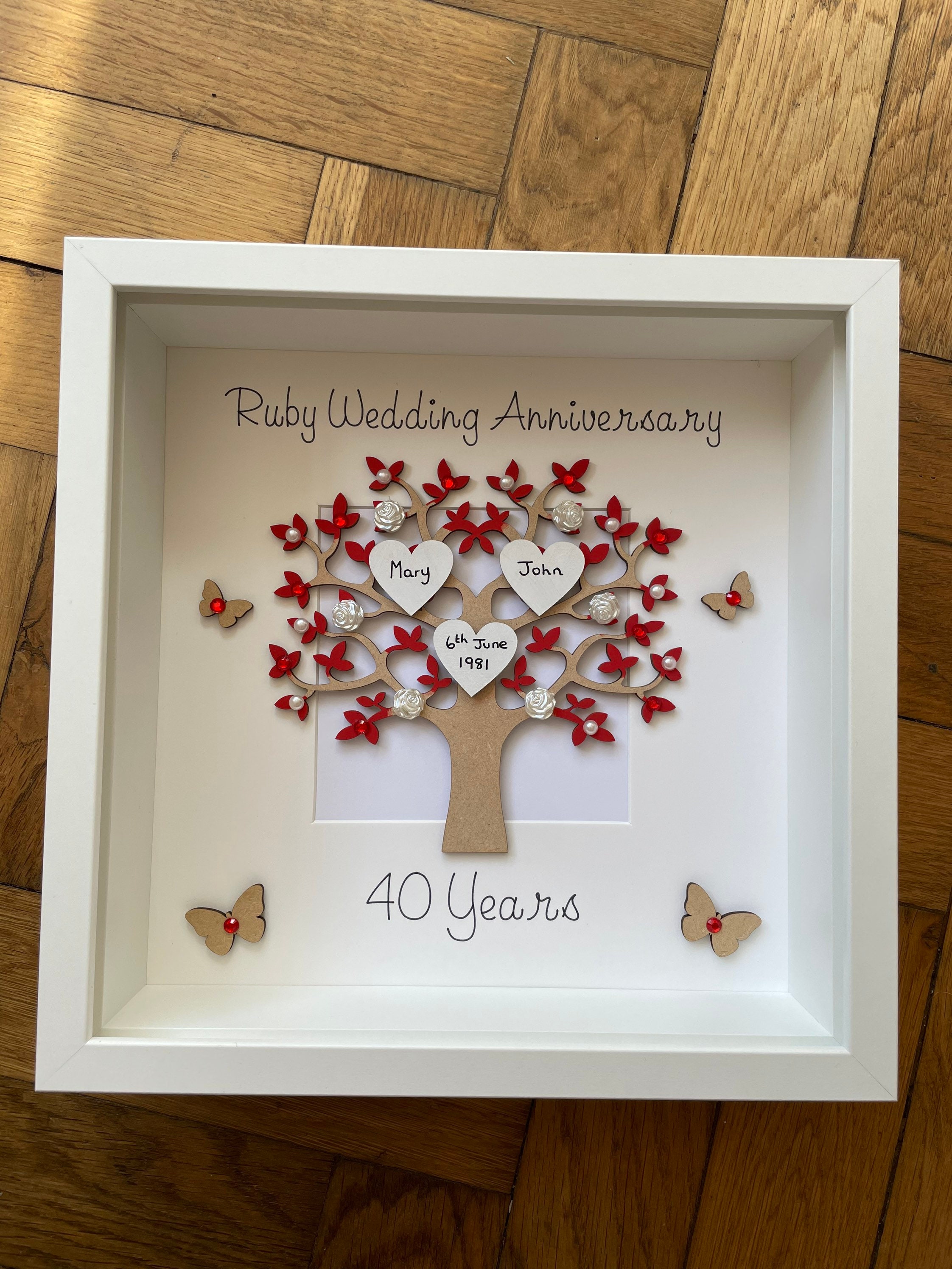Ruby Wedding Anniversary Frame Wedding Gift Personalised - Etsy UK