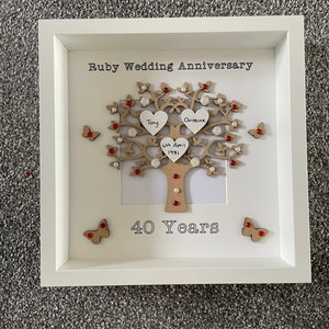 Ruby Wedding Anniversary Frame, Wedding Gift, Personalised, 40th ...