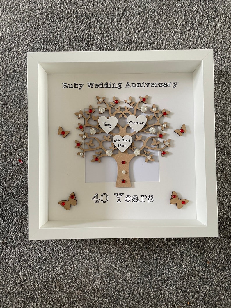 Ruby Wedding Anniversary Frame Wedding Gift Personalised | Etsy