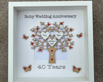 Ruby Wedding Anniversary Frame, Wedding Gift, Personalised, 40th ...