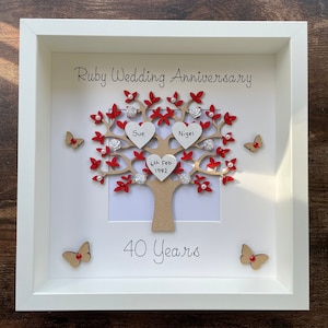 Ruby Wedding Anniversary Frame, Wedding Gift, Personalised, 40th ...