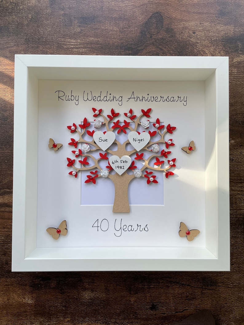 Ruby Wedding Anniversary Frame Wedding Gift Personalised - Etsy