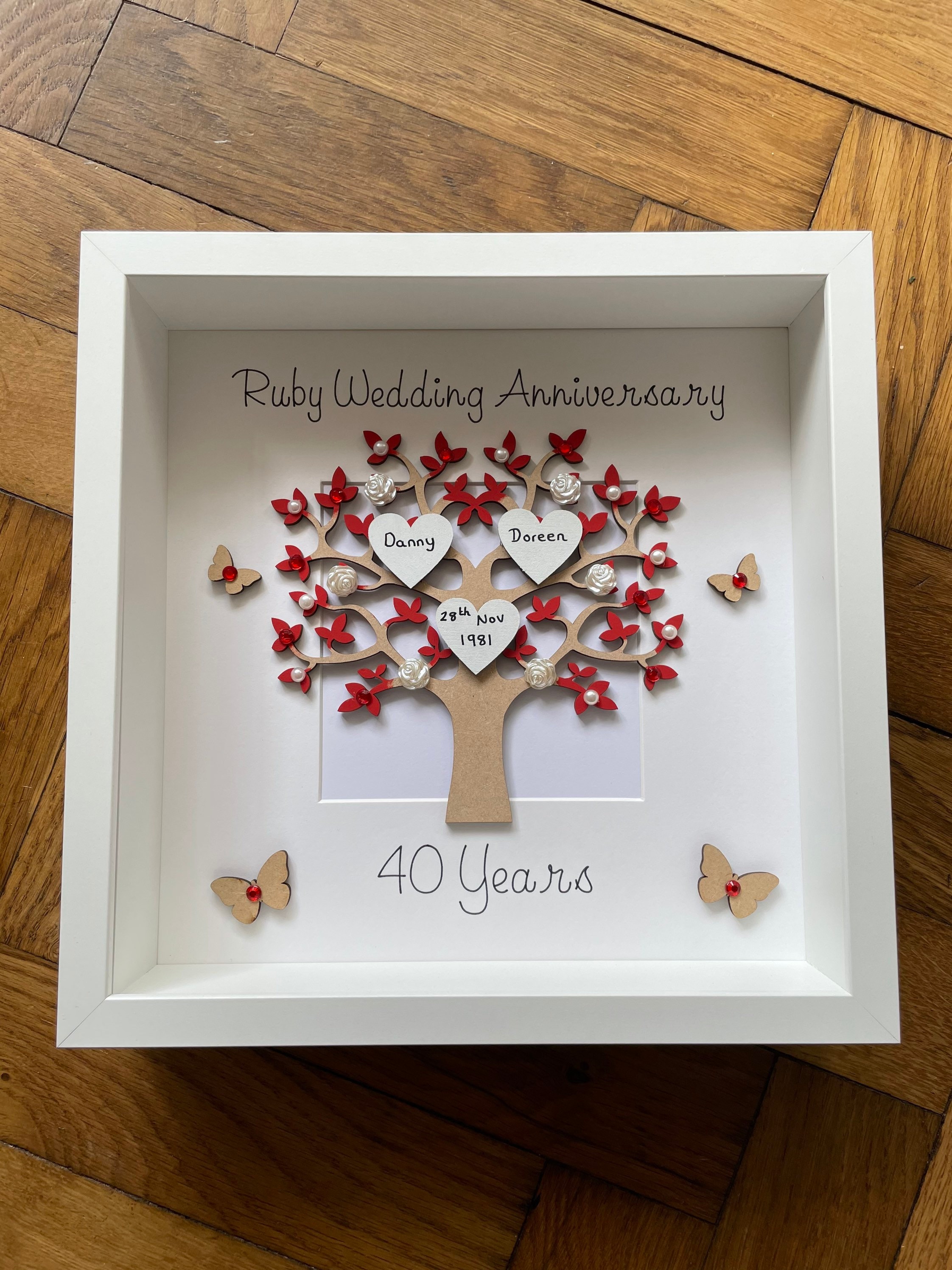 Ruby Wedding Anniversary Frame Wedding Gift Personalised - Etsy UK