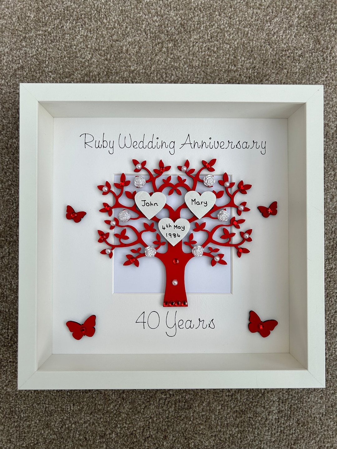 Ruby Wedding Anniversary Frame, Wedding Gift, Personalised, 40th ...