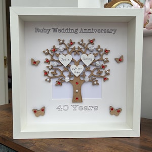 Ruby Wedding Anniversary Frame, Wedding Gift, Personalised, 40th ...