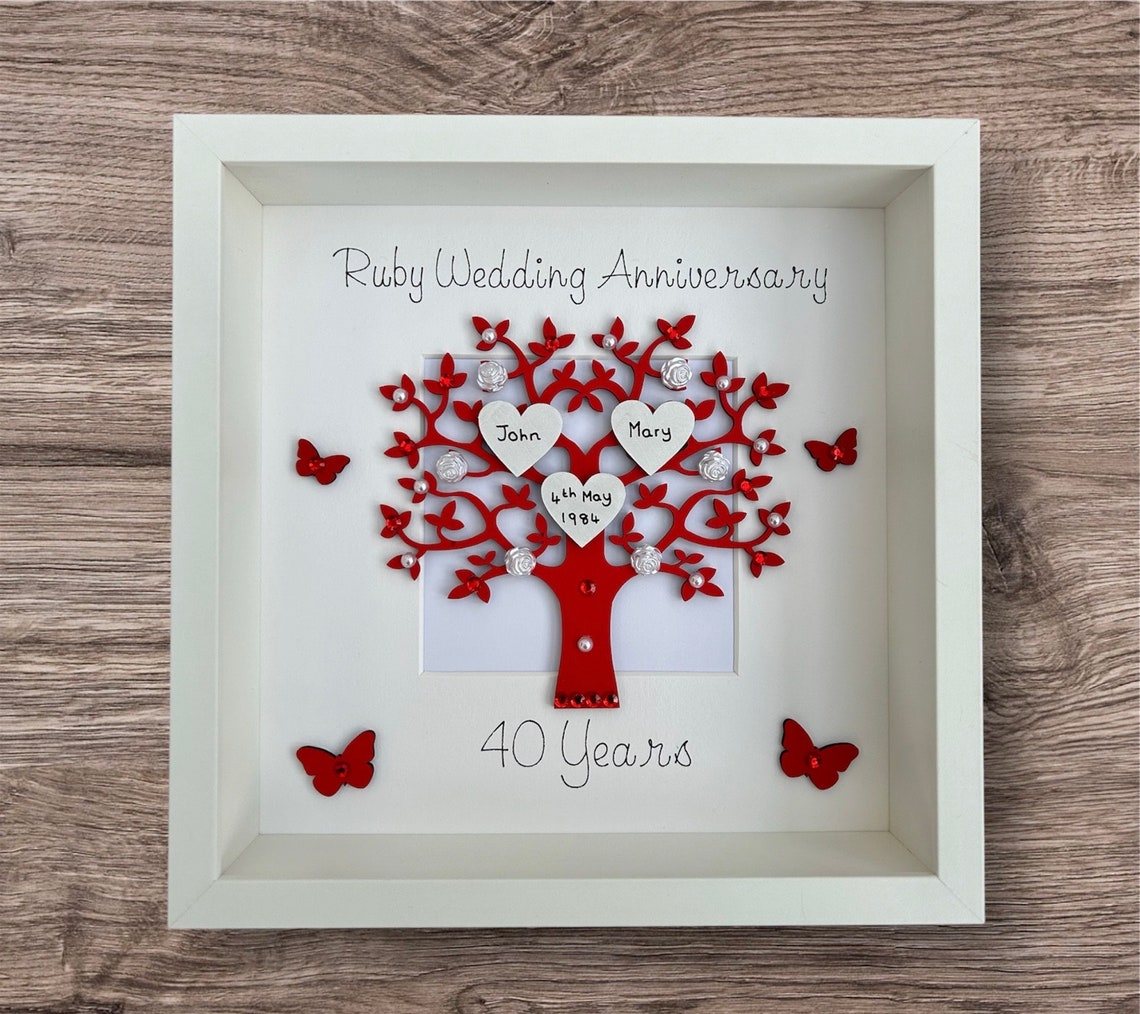 Ruby Wedding Anniversary Frame, Wedding Gift, Personalised, 40th ...