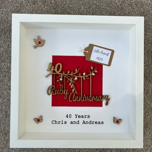 Ruby Wedding Anniversary Frame, Wedding Gift, Personalised, 40th ...