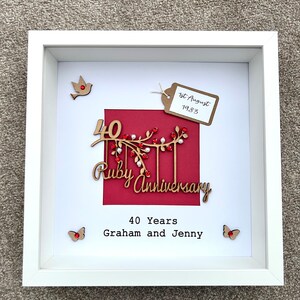 Ruby Wedding Anniversary Frame, Wedding Gift, Personalised, 40th ...
