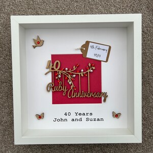 Ruby Wedding Anniversary Frame, Wedding Gift, Personalised, 40th ...