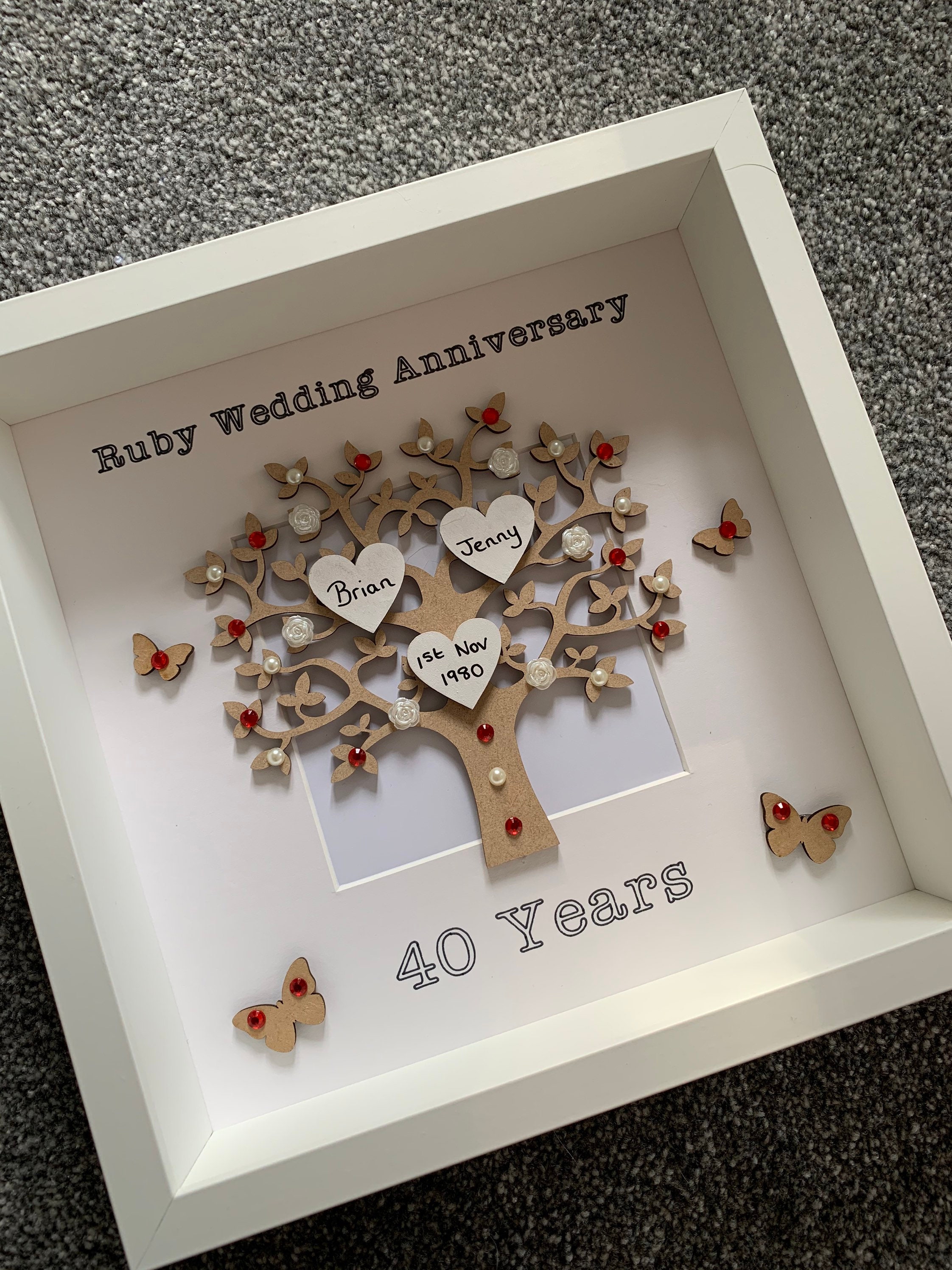 Ruby Wedding Anniversary Frame Wedding Gift Personalised | Etsy