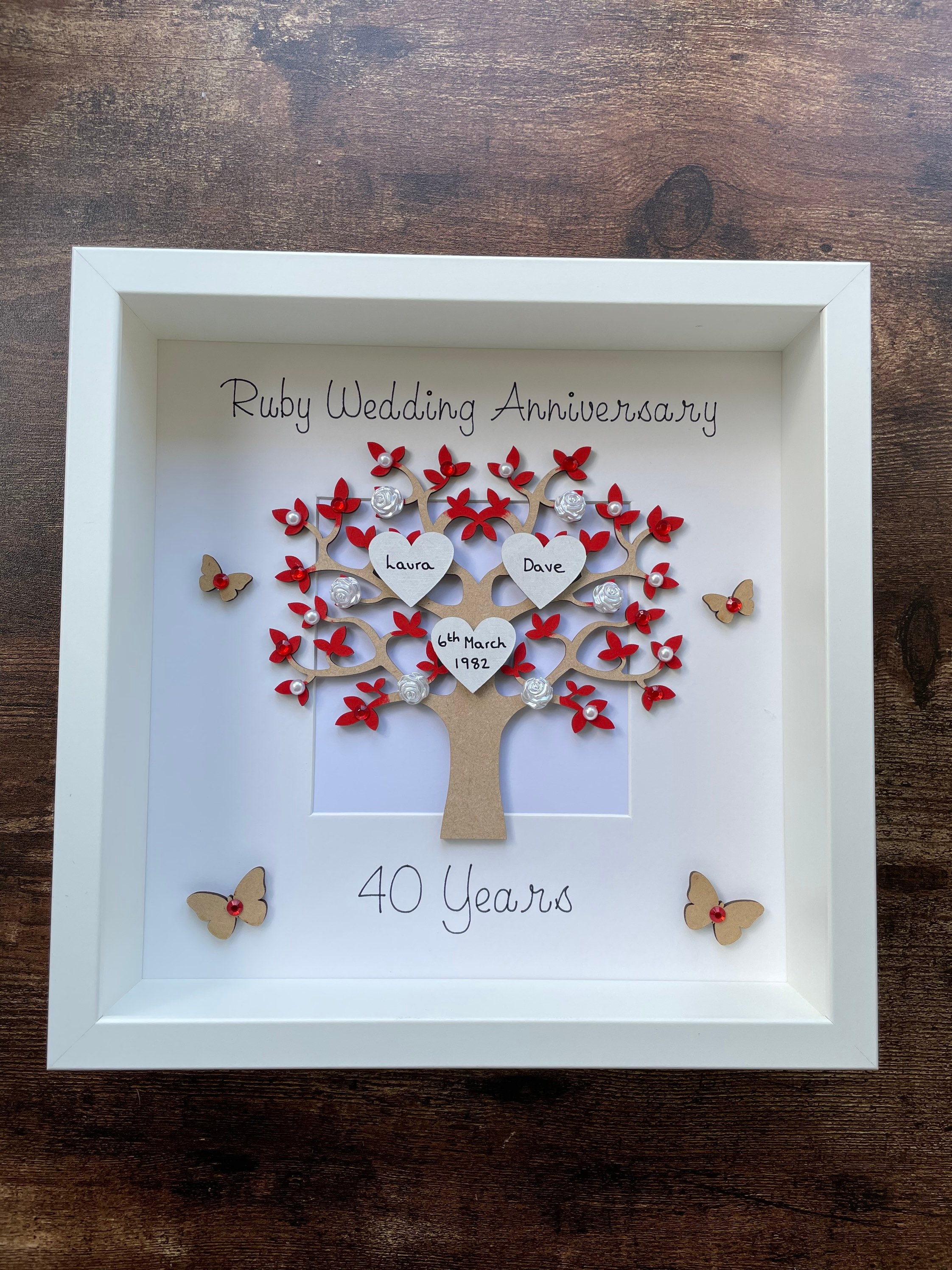 Ruby Wedding Anniversary Frame Wedding Gift Personalised - Etsy UK