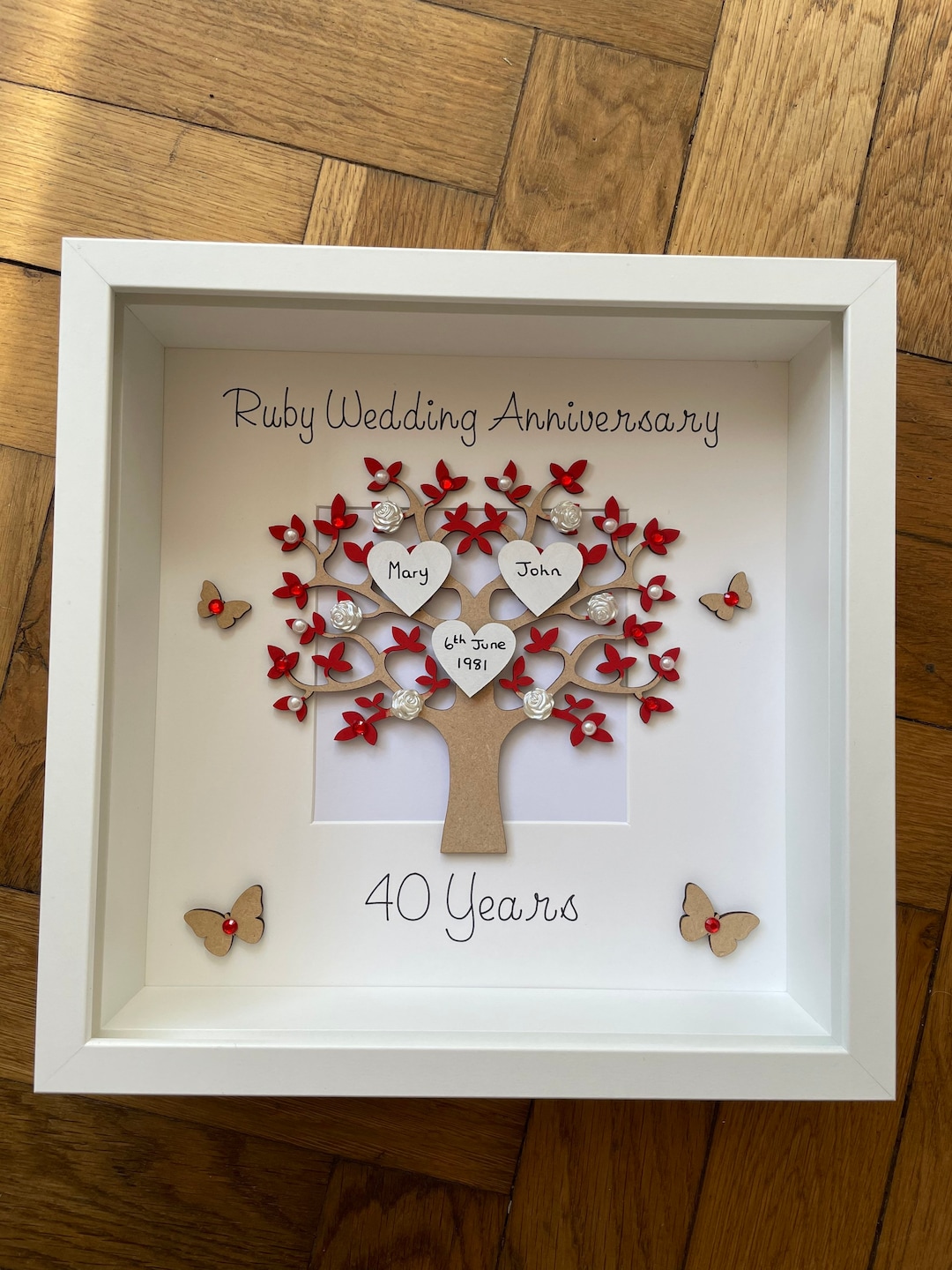 Ruby Wedding Anniversary Frame, Wedding Gift, Personalised, 40th ...