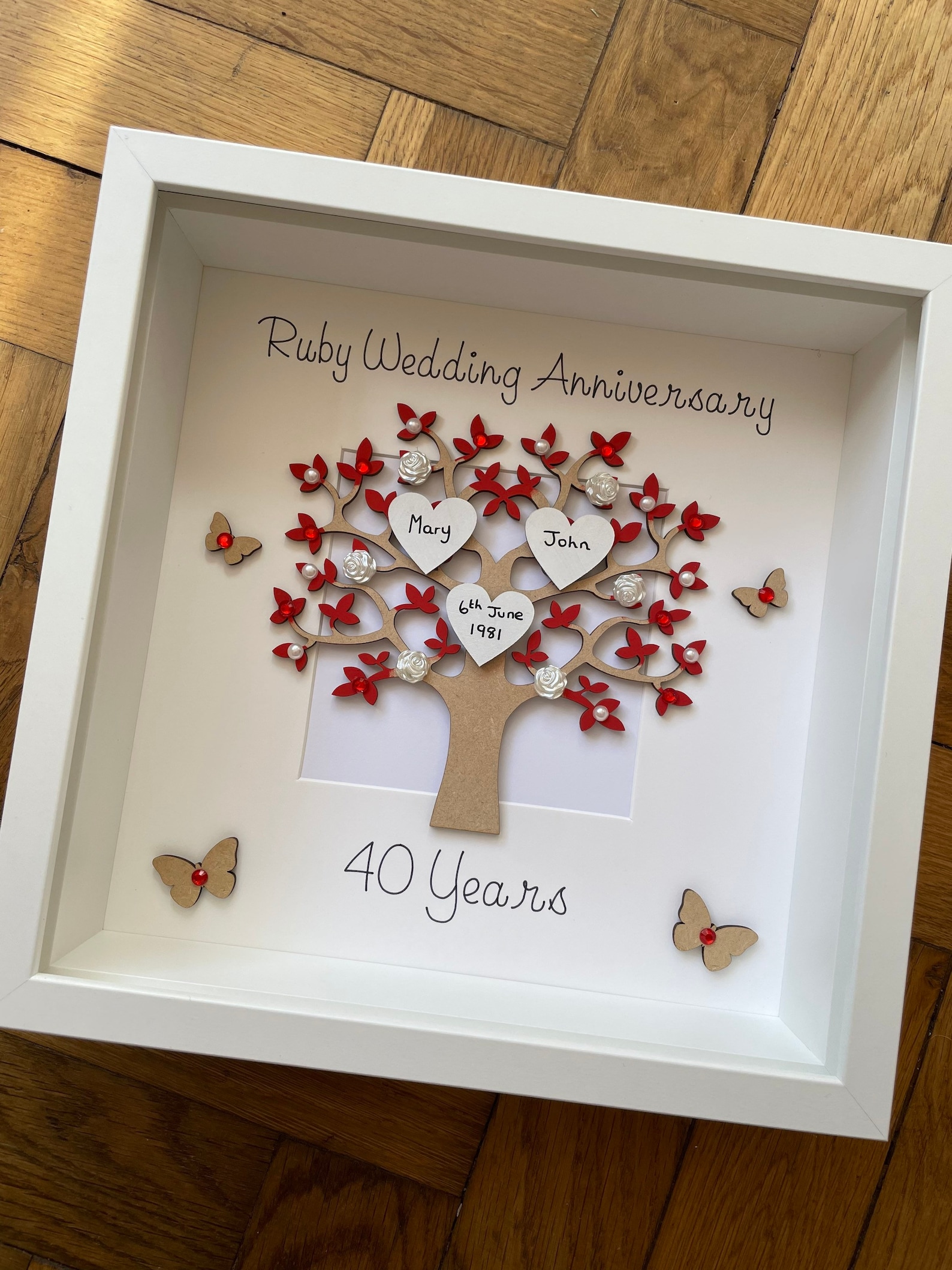 Ruby Wedding Anniversary Frame Wedding Gift Personalised - Etsy UK