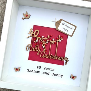 Ruby Wedding Anniversary Frame, Wedding Gift, Personalised, 40th ...