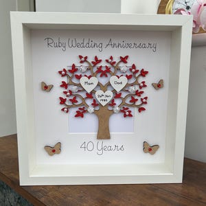 Ruby Wedding Anniversary Frame, Wedding Gift, Personalised, 40th ...