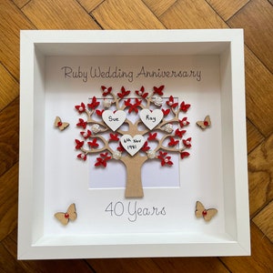 Ruby Wedding Anniversary Frame, Wedding Gift, Personalised, 40th ...