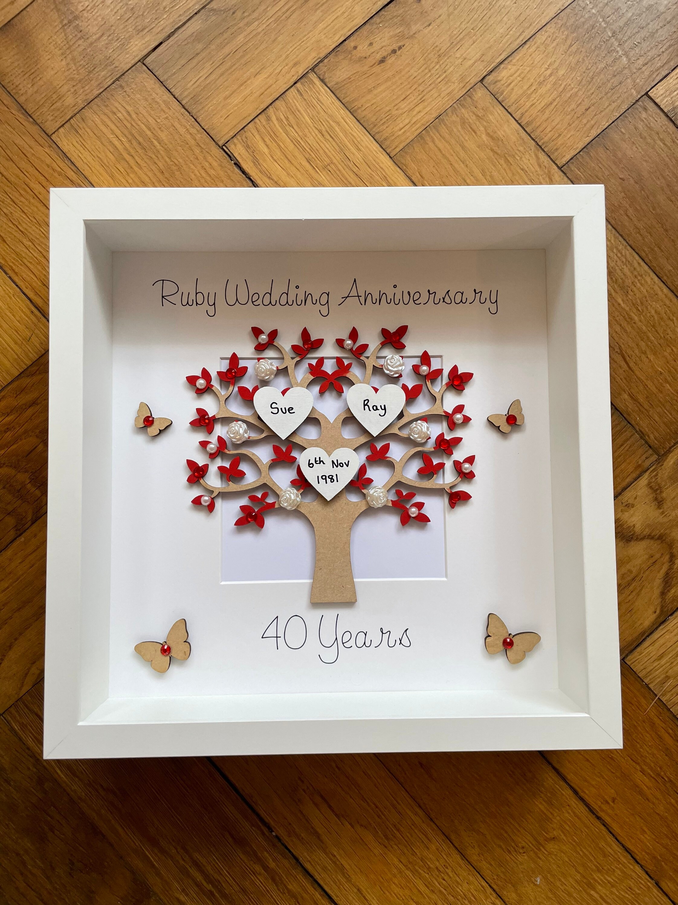 Ruby Wedding Anniversary Frame Wedding Gift Personalised - Etsy UK