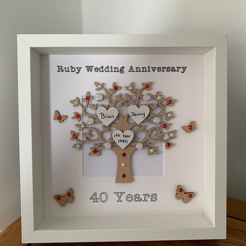 Ruby Wedding Anniversary Frame Wedding Gift Personalised | Etsy