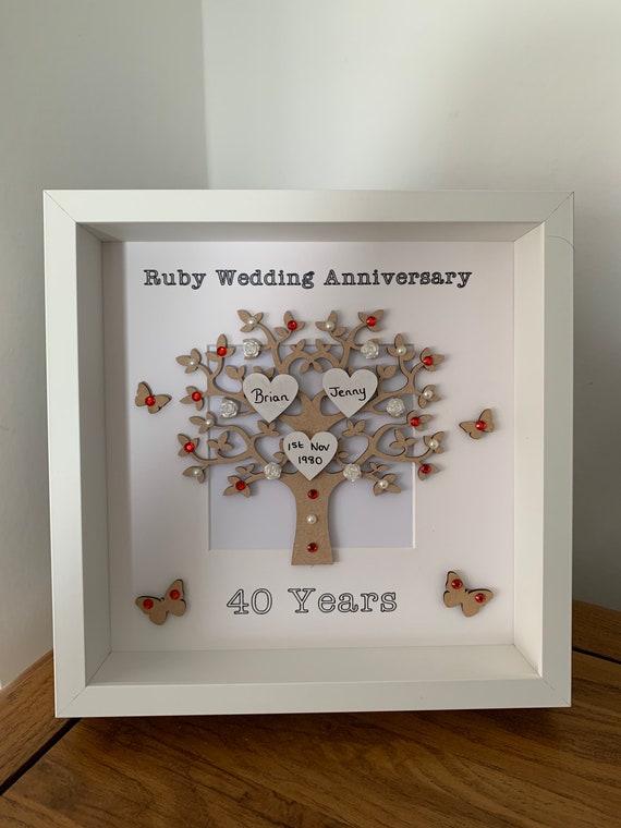 Ruby Wedding Anniversary Frame Wedding Gift Personalised | Etsy