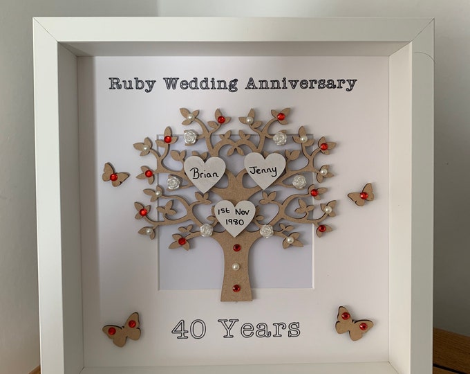 Ruby Wedding Anniversary Frame Wedding Gift Personalised - Etsy UK