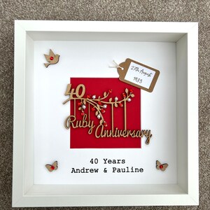 Ruby Wedding Anniversary Frame, Wedding Gift, Personalised, 40th ...