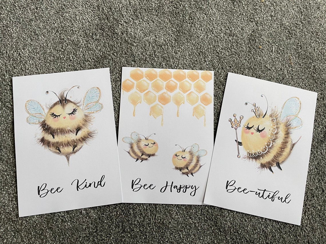 Bee Print, Bee Prints, Bee Happy Print, Bee Happy, Nursery Print, Bee ...