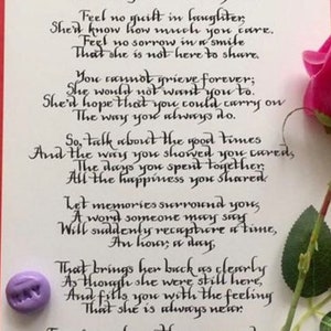 Feel No Guilt in Laughter, Funeral Poem, Death Poem, Funeral Reading ...