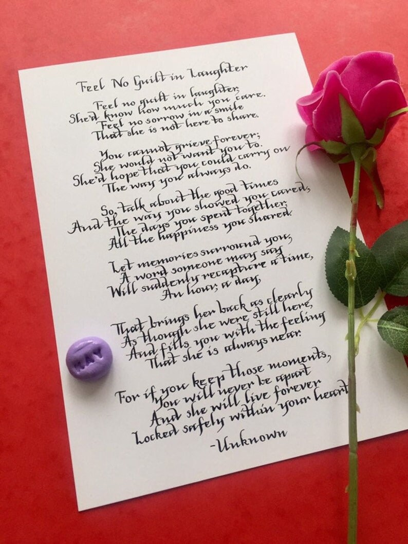Feel No Guilt in Laughter Poem Print: Bereavement Gift - Etsy