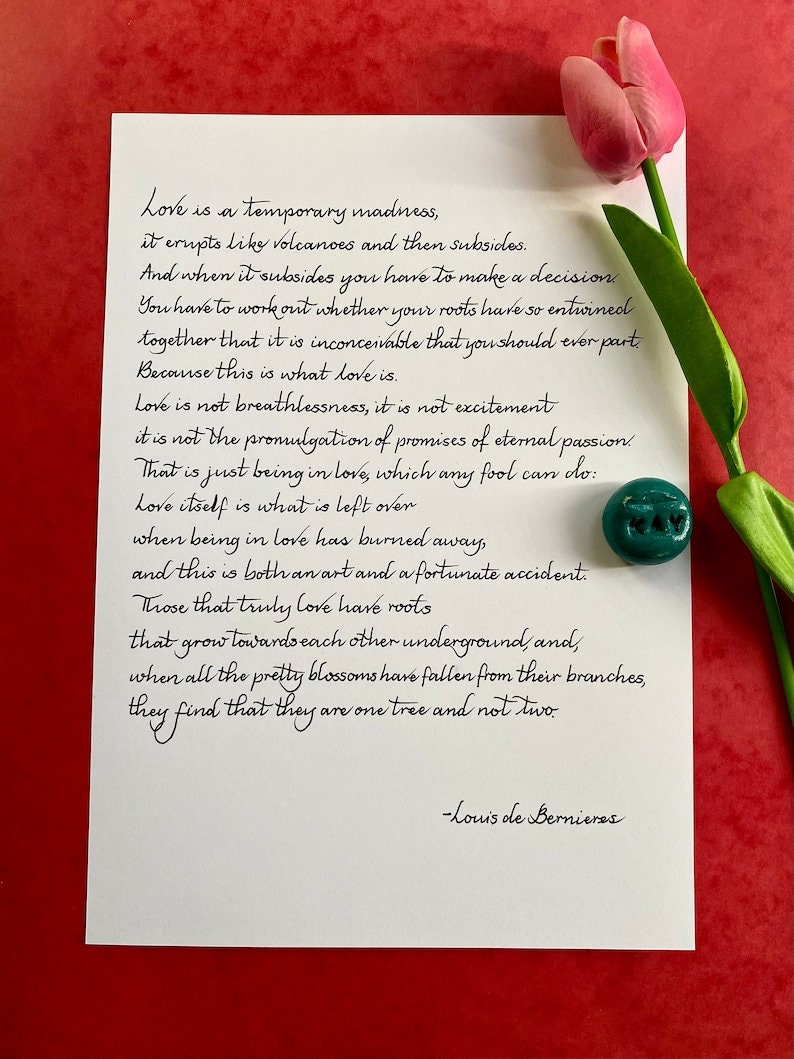 Love is a Temporary Madness, Wedding Reading, Gift for Couple ...