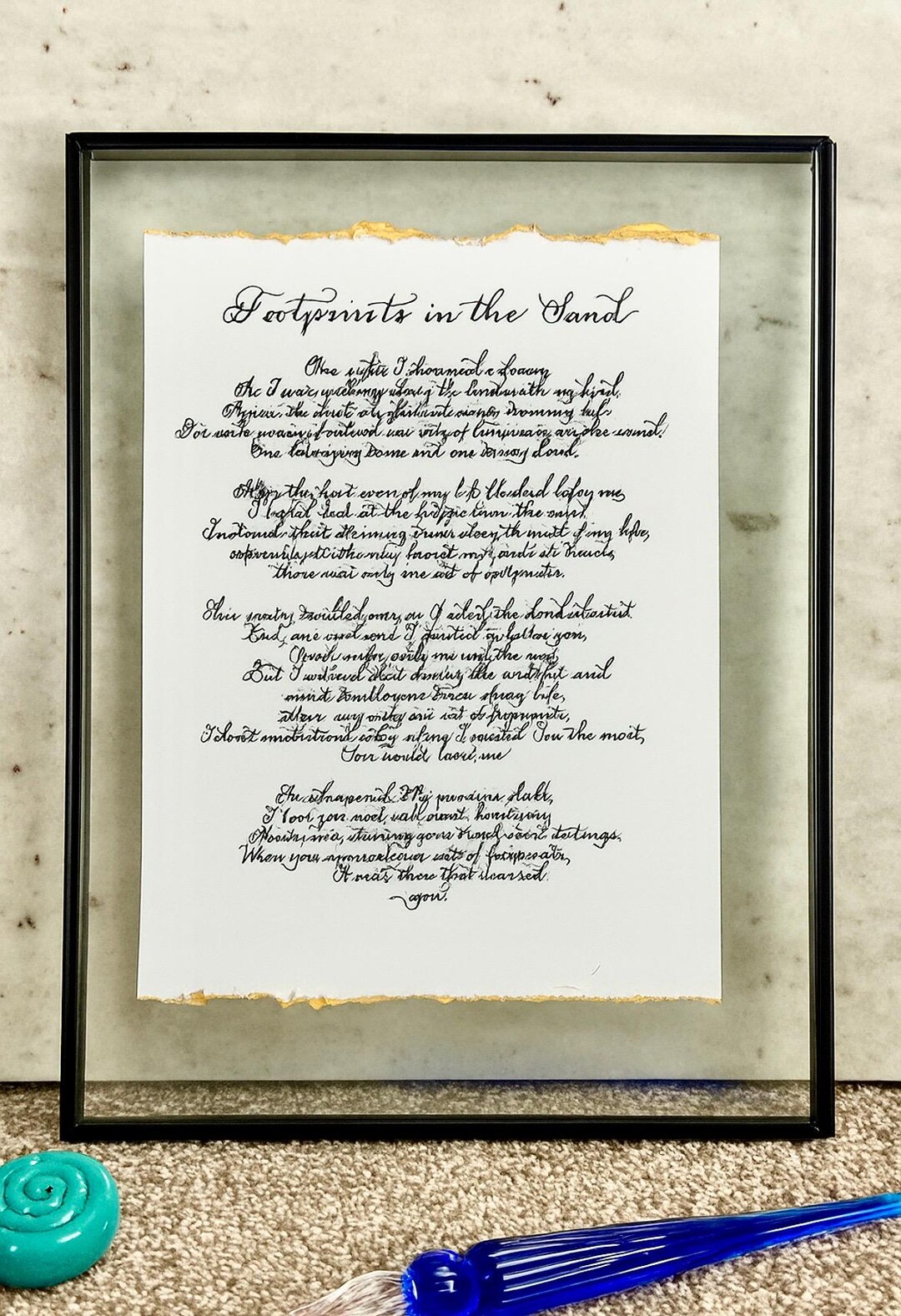 Handwritten Footprints in the Sand Poem: Calligraphy Bereavement Gift ...