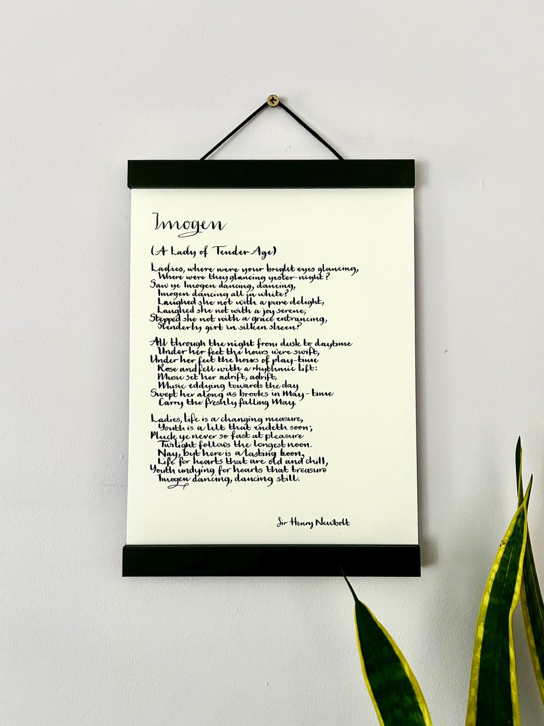Imogen Handwritten Poem by Sir Henry Newbolt – Calligraphy Wall Art ...