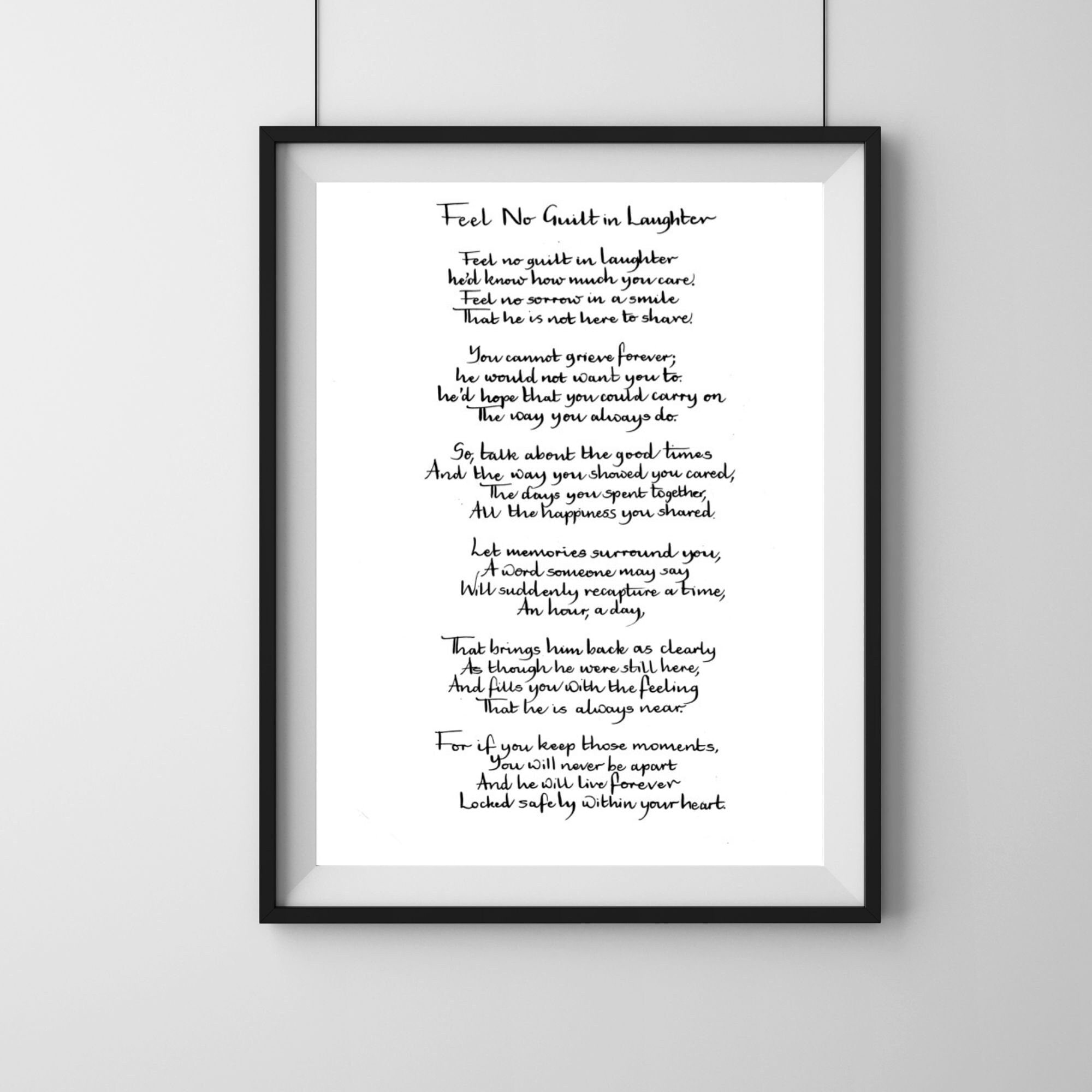 Feel No Guilt in Laughter Poem Print: Bereavement Gift - Etsy